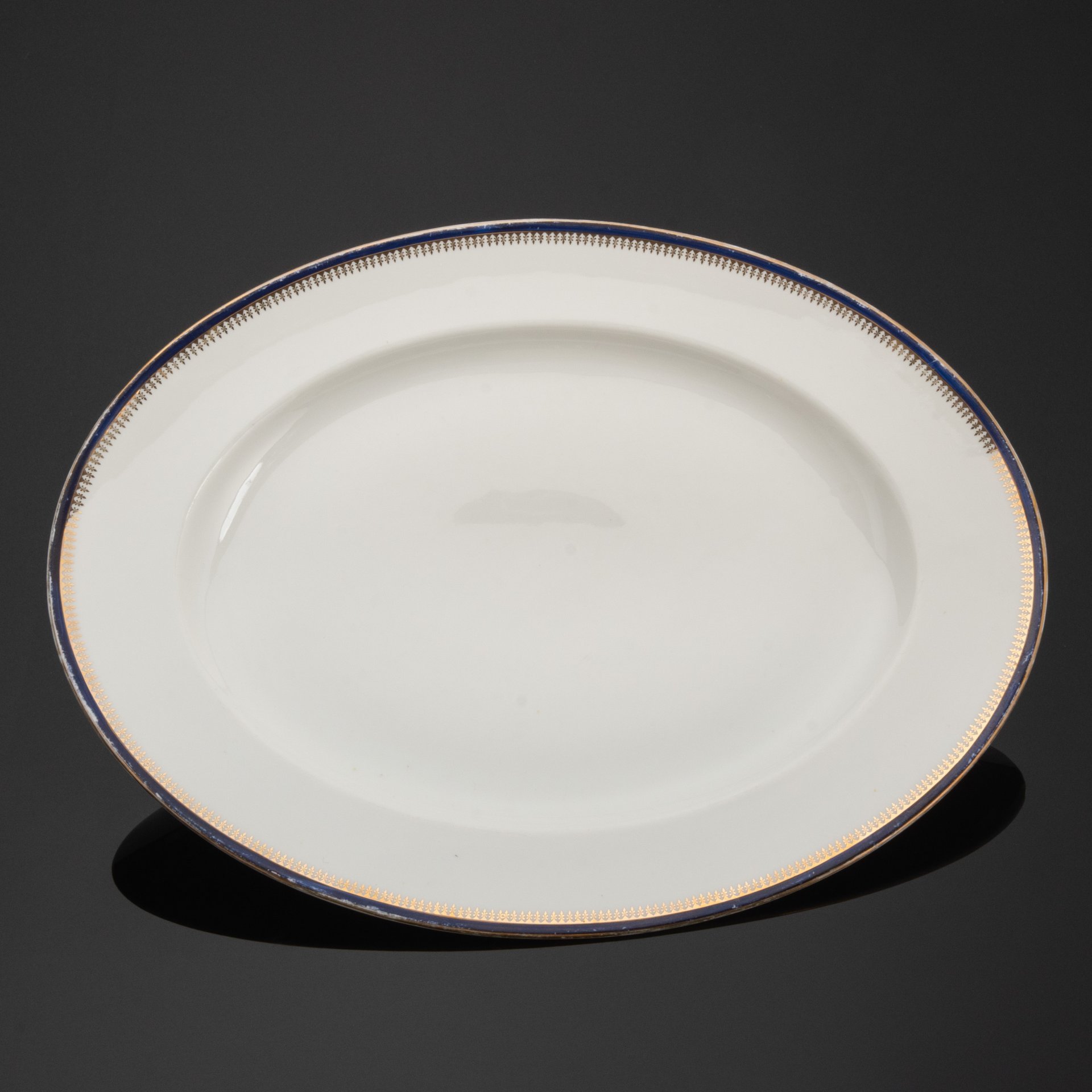 Овальное сервировочное блюдо, Rosenthal (Розенталь), фарфор, кобальт, золочение
