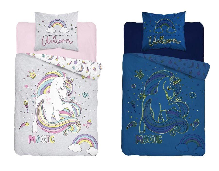 Комплект постельного белья Detexpol Magic Unicorn, светящееся в темноте, 160x200 см