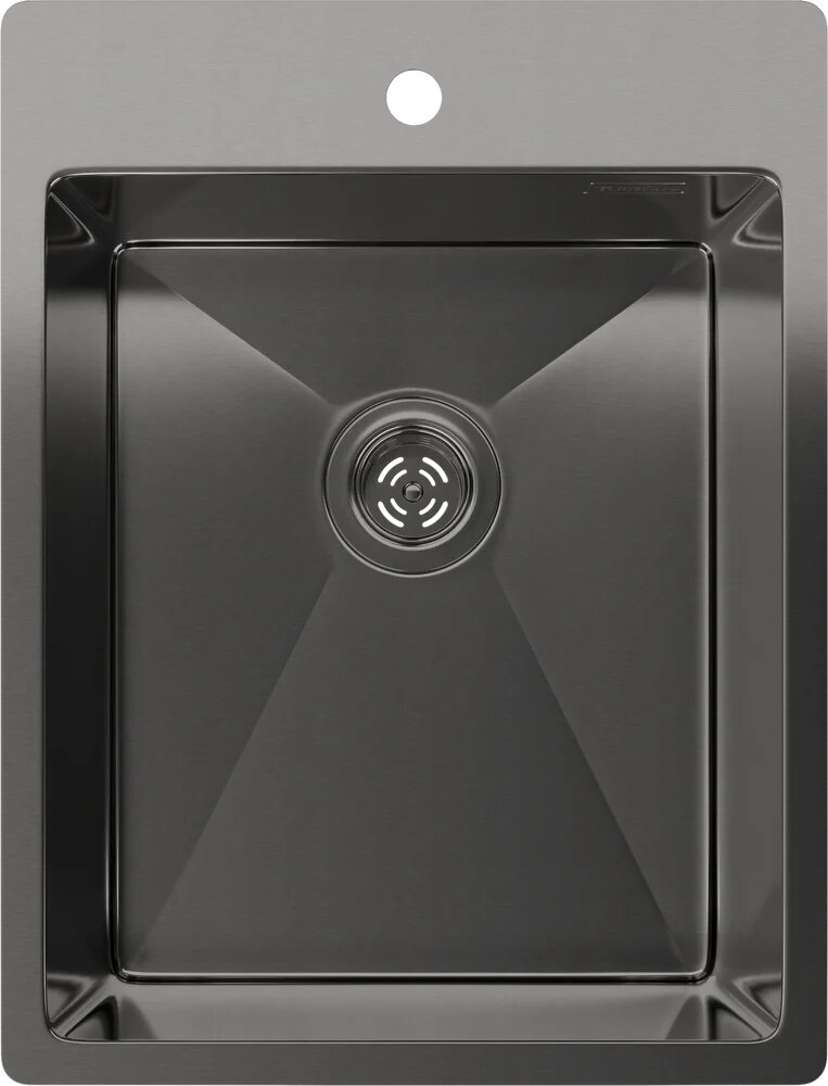 Мойка кухонная Rivelato Rinox 3850 PVD black металлическая, 38x50, прямоугольная, мойка для кухни, черная, российская