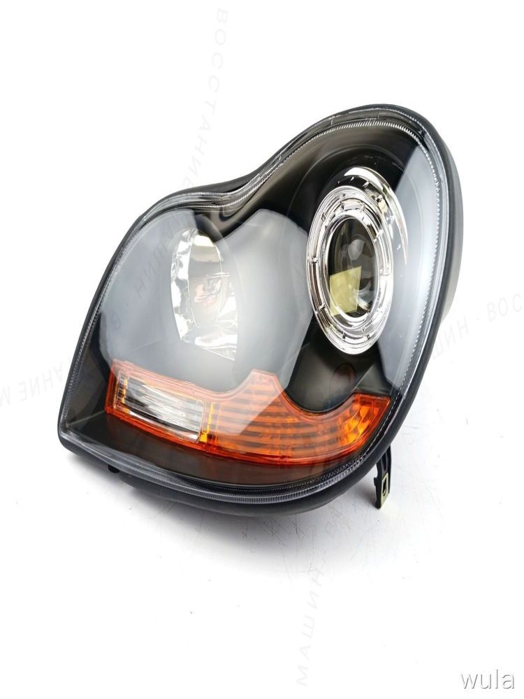 Фара автомобильная с проекционной линзой и LED, черный корпус, 1 шт, для замены, автосвет
