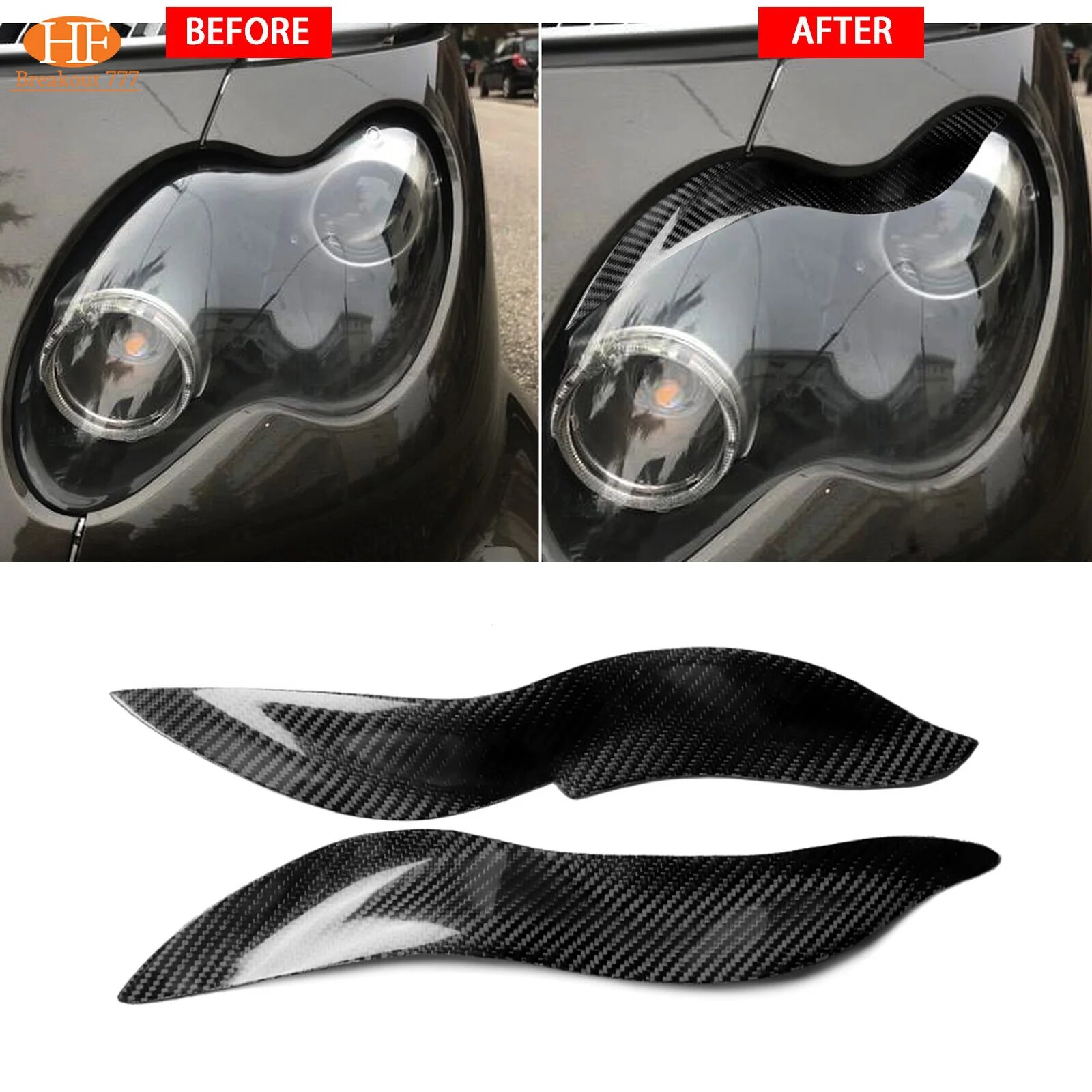 Накладка на фару из углеродного волокна для бровей и век для Smart Fortwo W450 2003-2006 гг.