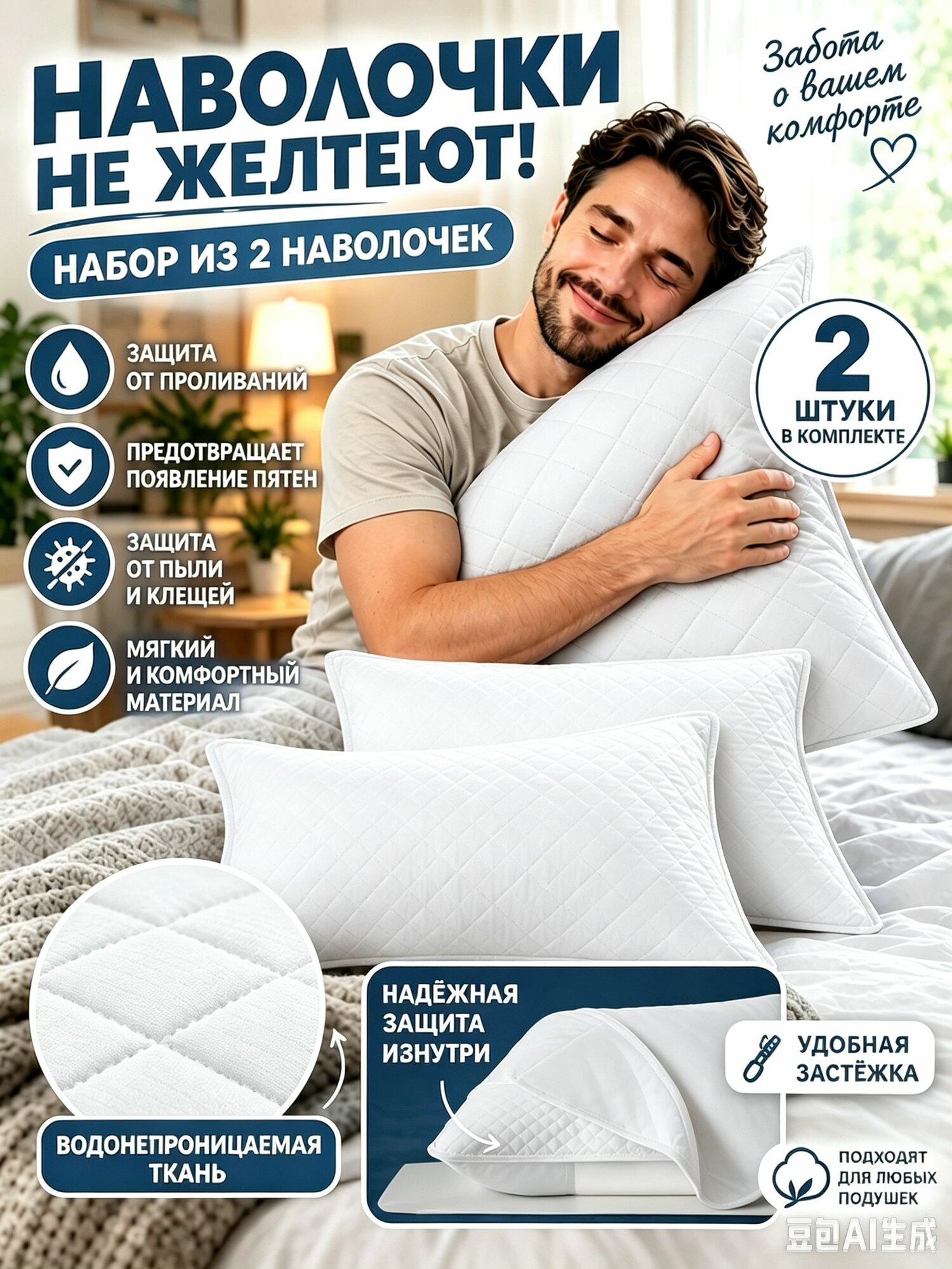 STARLEK Подушка 50x70 см 2 шт полиэстер Средняя жесткость гипоаллергенная