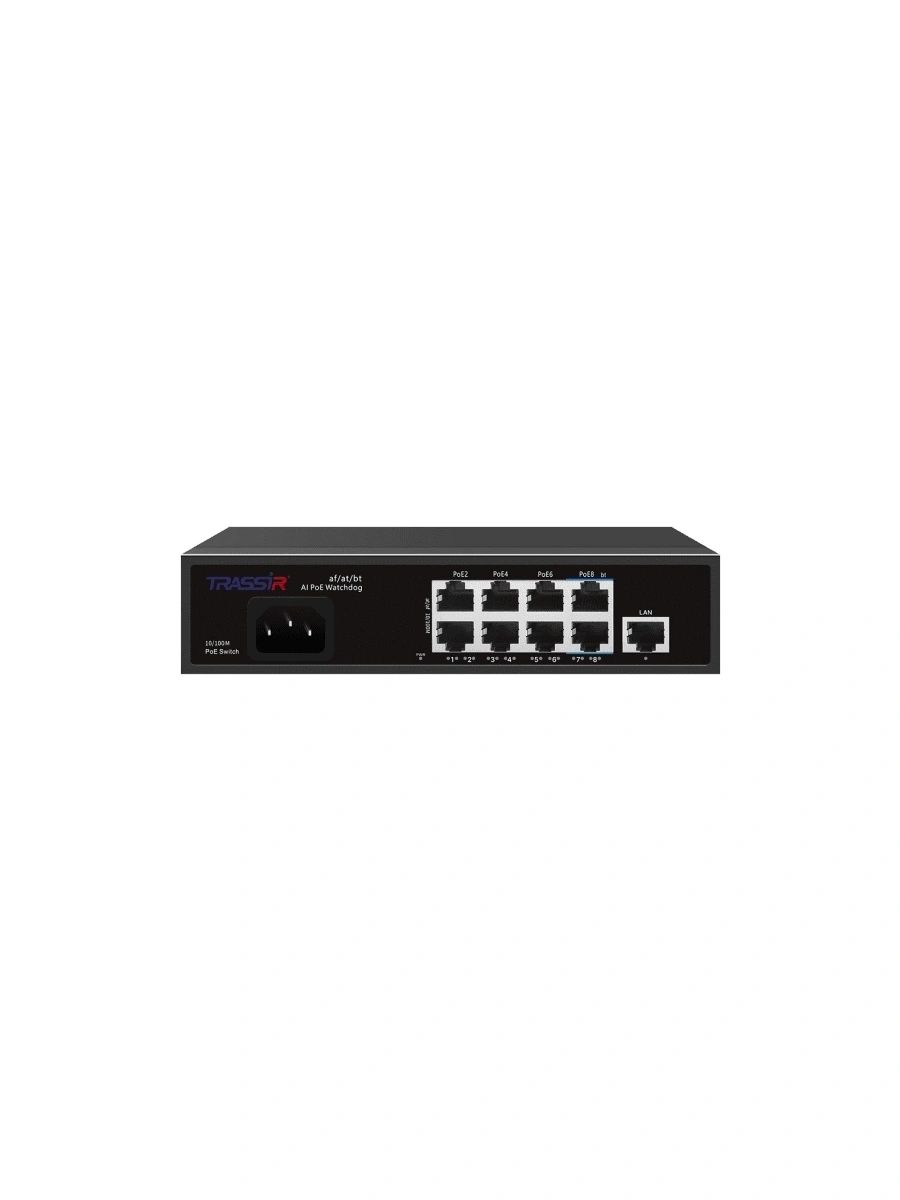 Коммутатор Trassir TR-NS1109-120-8PoE неуправляемый портов RJ-45 - 9