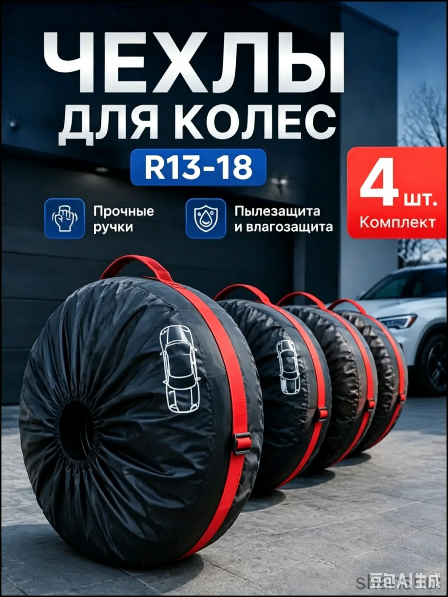 Чехол для хранения колес, диаметр до 13-18"