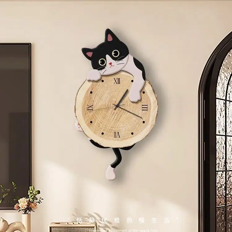 Настенные часы "CAT" 50 см х 28 см с маятником, бесшумный механизм черный