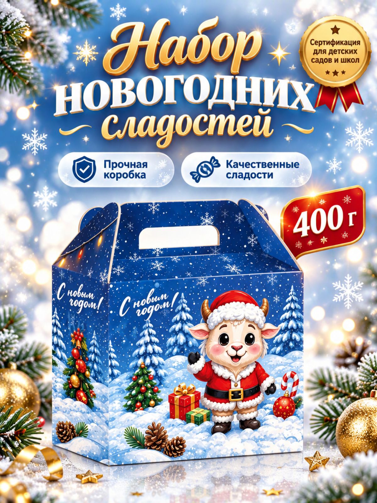 Сладкий Новогодний подарок для детей 400 грамм 2026