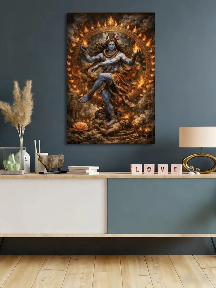 Картина "Декоративная холстная картина для дома: Танец Шивы, 40 * 60" 40x60 см