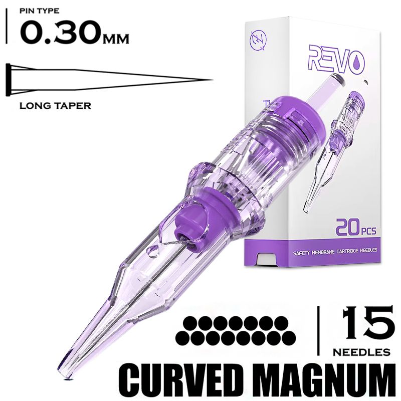 Картриджи для тату EZ INKin REVO 15 CMLT/0.30 Curved Magnum, 20шт