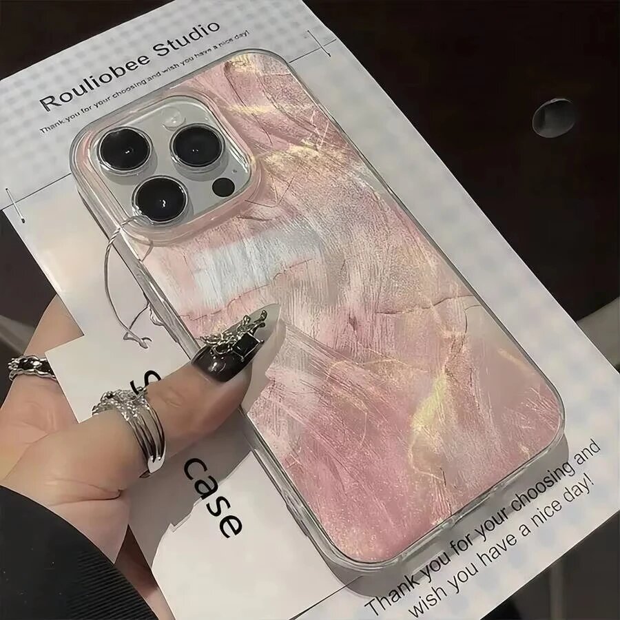 Стильный чехол-бампер с градиентом пудрово-розового цвета для iPhone 17 Pro Max, 16, 15 iPhone12