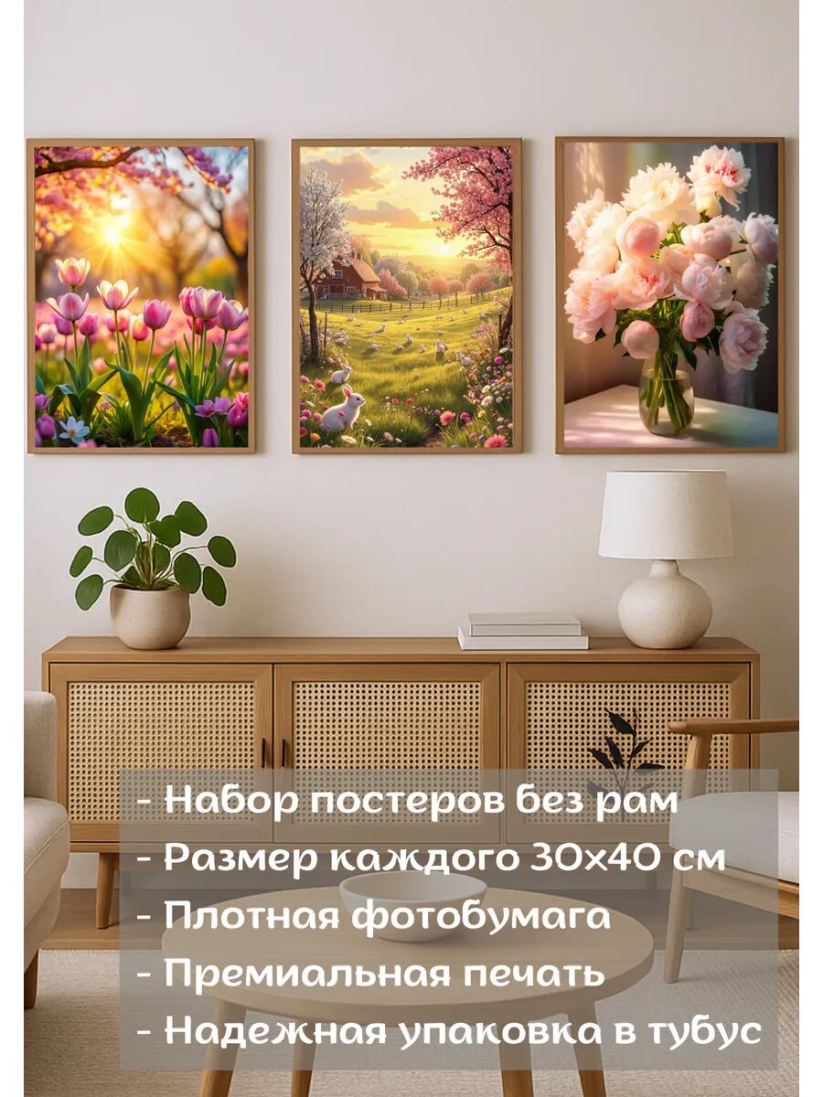 Постеры Весна большие интерьерные 30×40