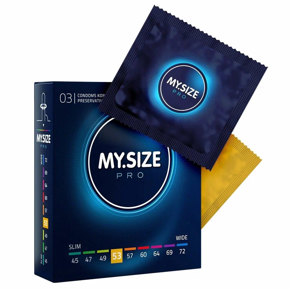Презервативы My.Size, размер 53, латекс, длинна -17,8 см, диаметр- 5,3 см, 3 шт.