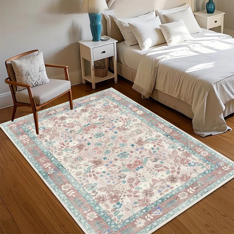 Винтажный ковер с цветочным рисунком для гостиной из полиэстера 40x60CM