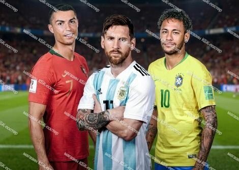 Лионель Месси (Lionel Messi), Криштиану Роналду и Неймар, футболисты. 21х30 см. Плакат А4_002.