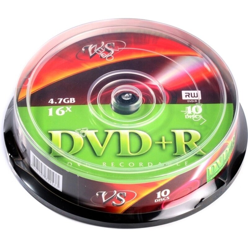 Носители информации VS DVD+R, 4,7 Гб, 16x, VS, 10 шт (VSDVDPRCB1001)