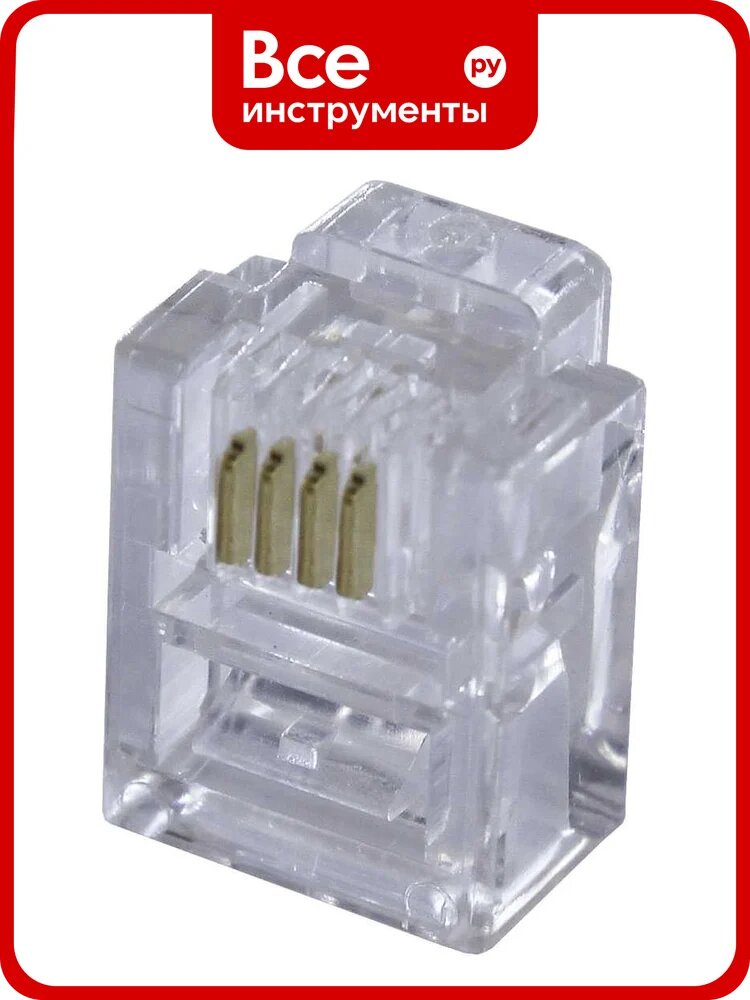 Коннектор OXION RJ-11 (6P4C), 5 шт, блистер, арт. OX‑RJ‑116P4Cx5, телефонный разъем из пластика, золотое покрытие