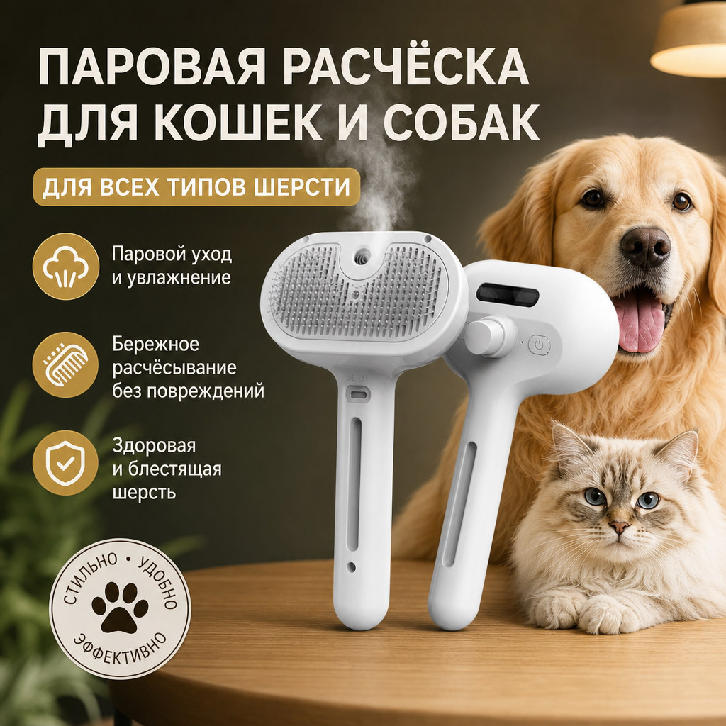 Щетка для купания и груминга питомцев, профессиональный уход, удаление подшерстка, антистатическая, паровой уход