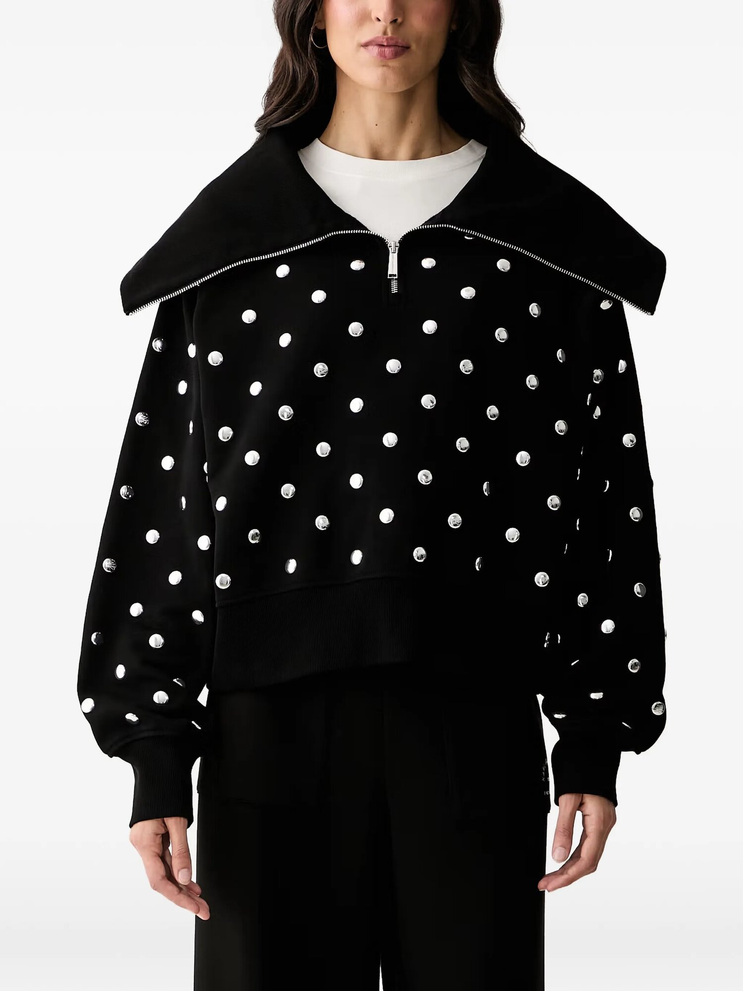 Толстовка Stud-embellished sailor-collar sweatshirt