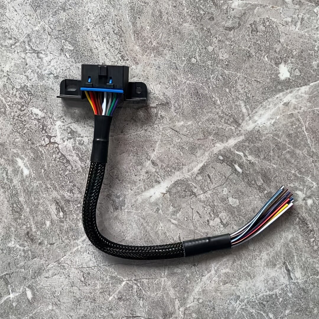 Кабель OBD2 16-pin J1962F (разъем мама) на открытые провода, фиксированный жгут для диагностического порта OBDII, 1 шт.