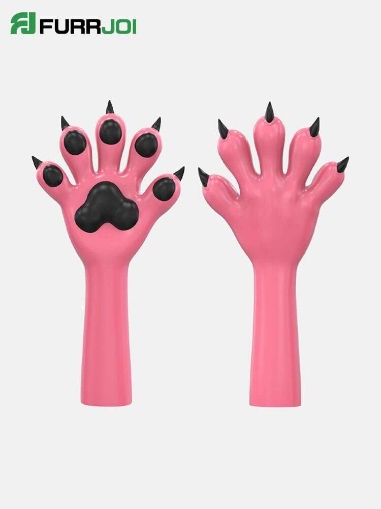 Furrjoi Новые силиконовые перчатки-лапы Silicone Furry Dog Paws, 11 расцветок, черные подушечки, глянцевые звериные лапы для фурсьют косплея