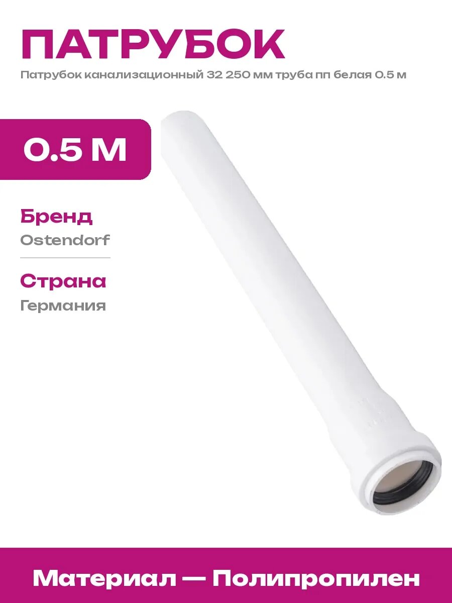 Труба канализационная 32х250 мм белая полипропиленовая 0.5 м