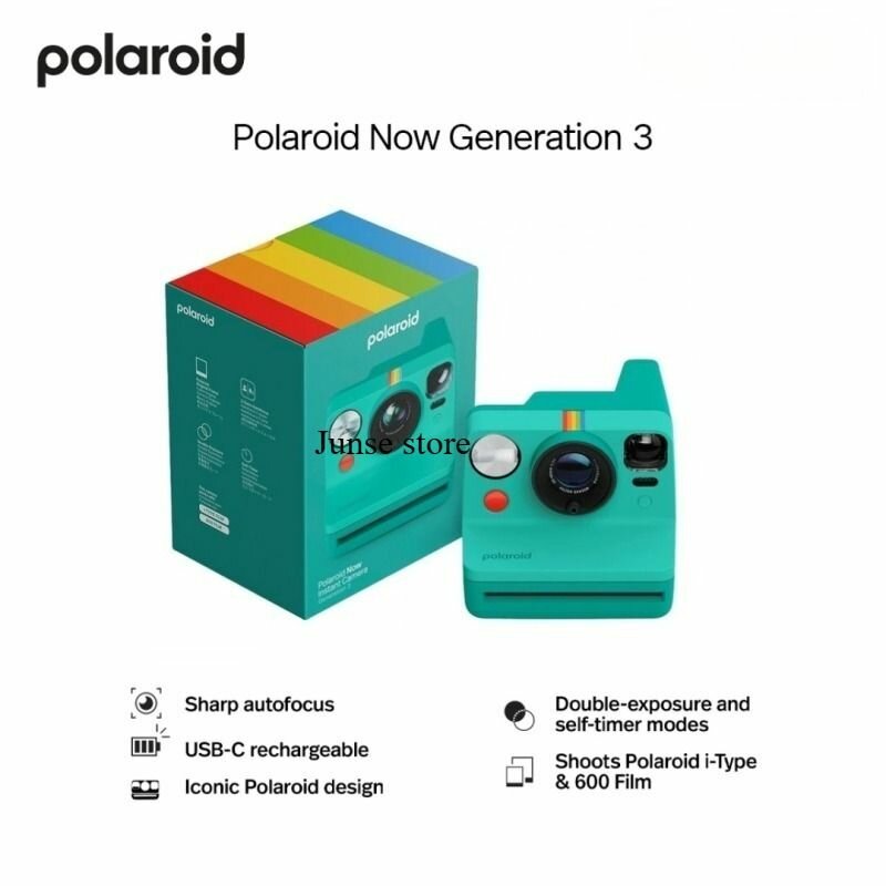 Фотоаппарат /Полароидный снимок Polaroid Now Generation 3 /NowGen3 teal i-Type Instant Camera, прогулка на свежем воздухе/день рождения.
