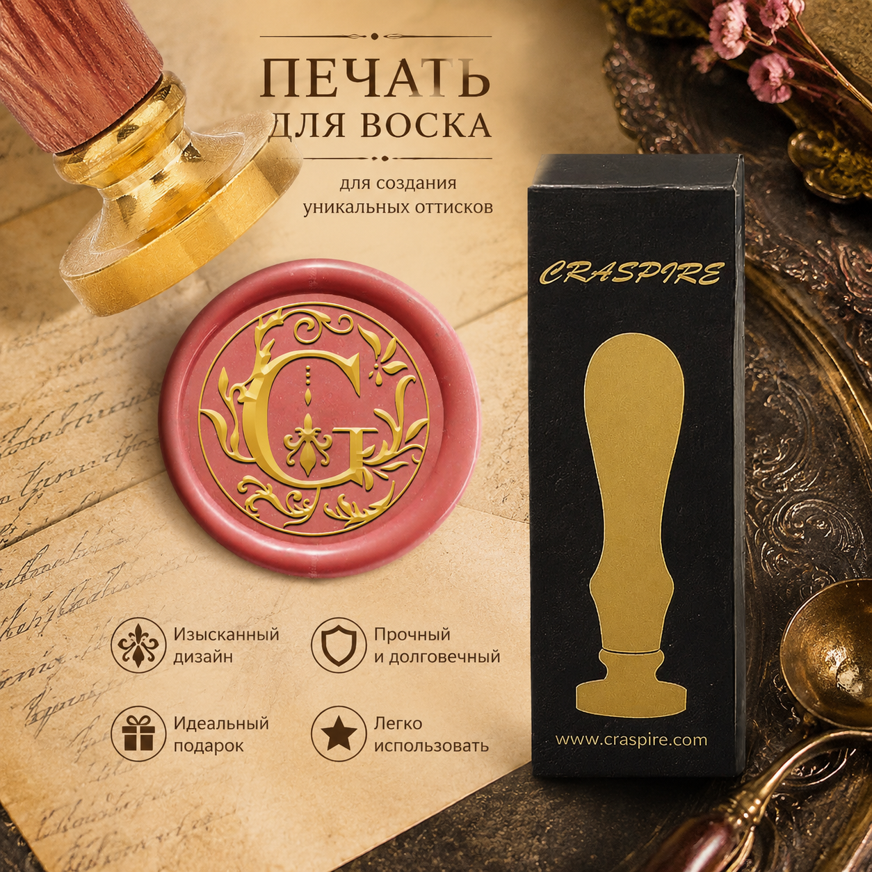Печать для сургуча буква G, деревянная ручка, латунный штамп для писем, приглашений, открыток и подарков