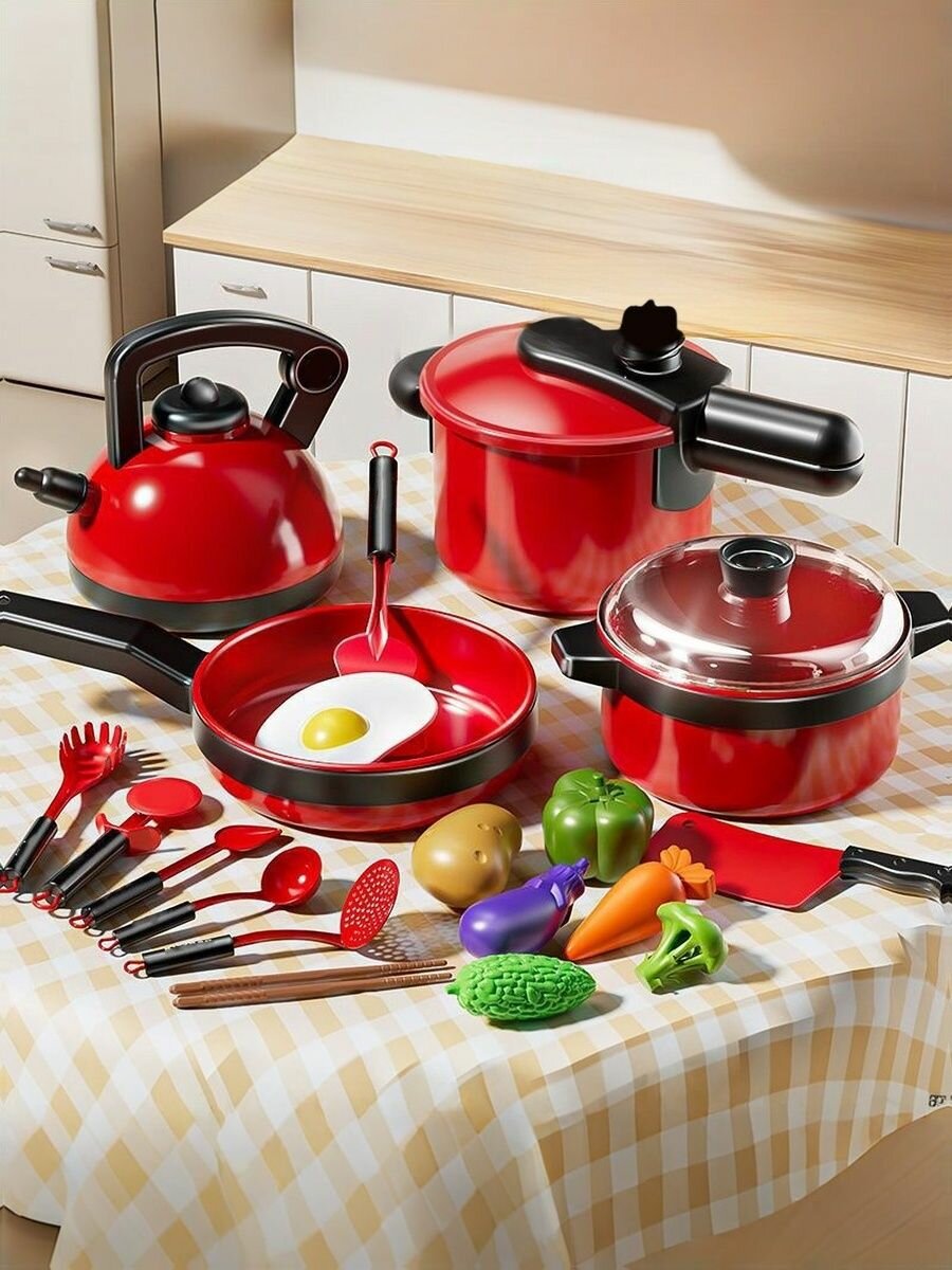 Игрушечный набор для кухни с реалистичной безопасной посудой, кухонными принадлежностями и кухонными принадлежностями Образовательный