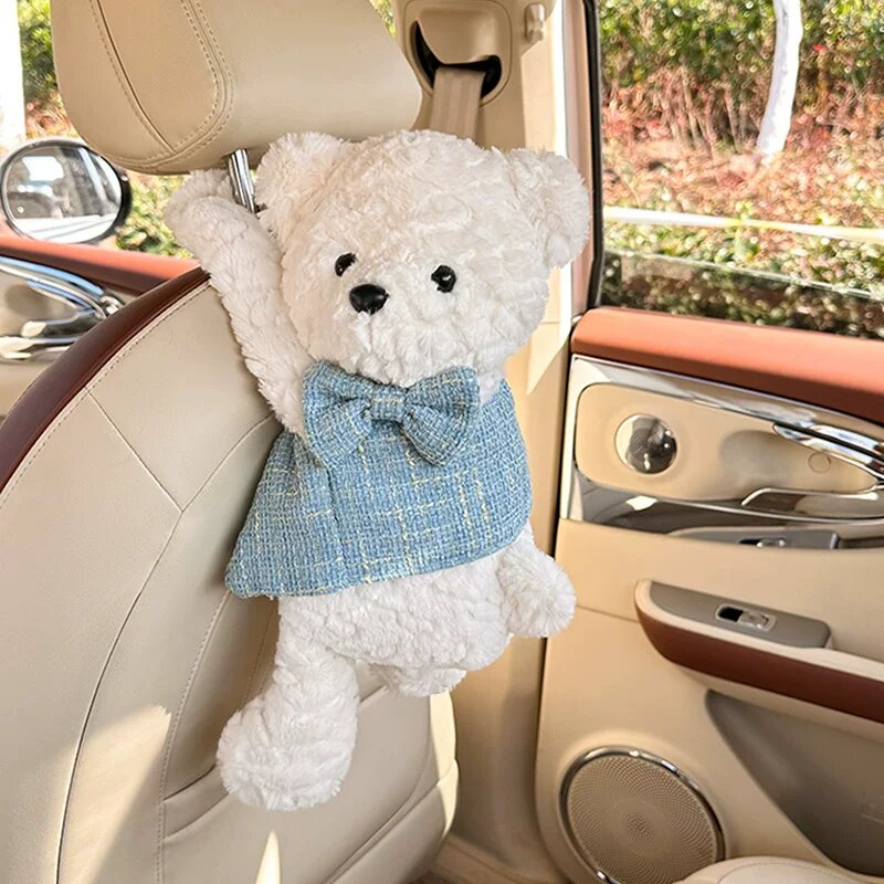 Niga Bear Автомобильный держатель для салфеток с висячей плетеной конструкцией, синий цвет, для спинки сиденья
