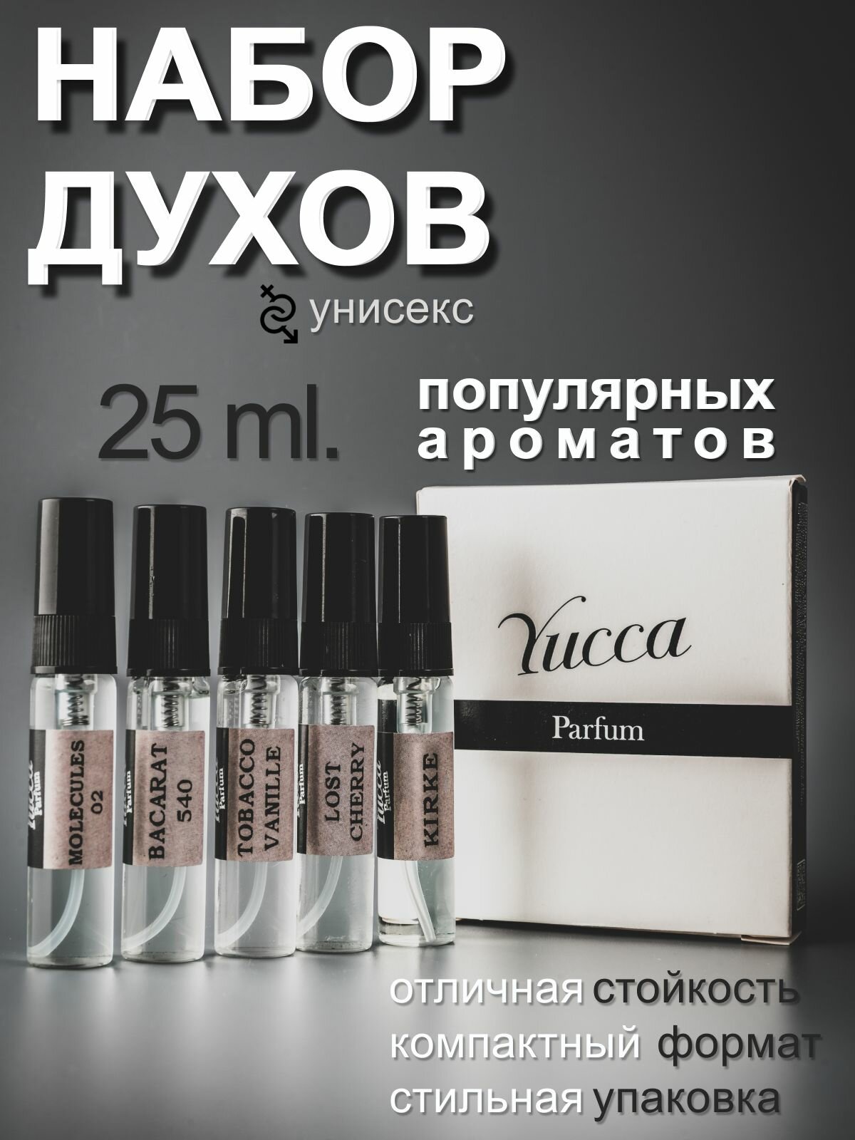 Духи женские, унисекс стойкие набор пробников Yucca 25 мл пробники парфюма тестеры духов женская парфюмерия стойкие ароматы