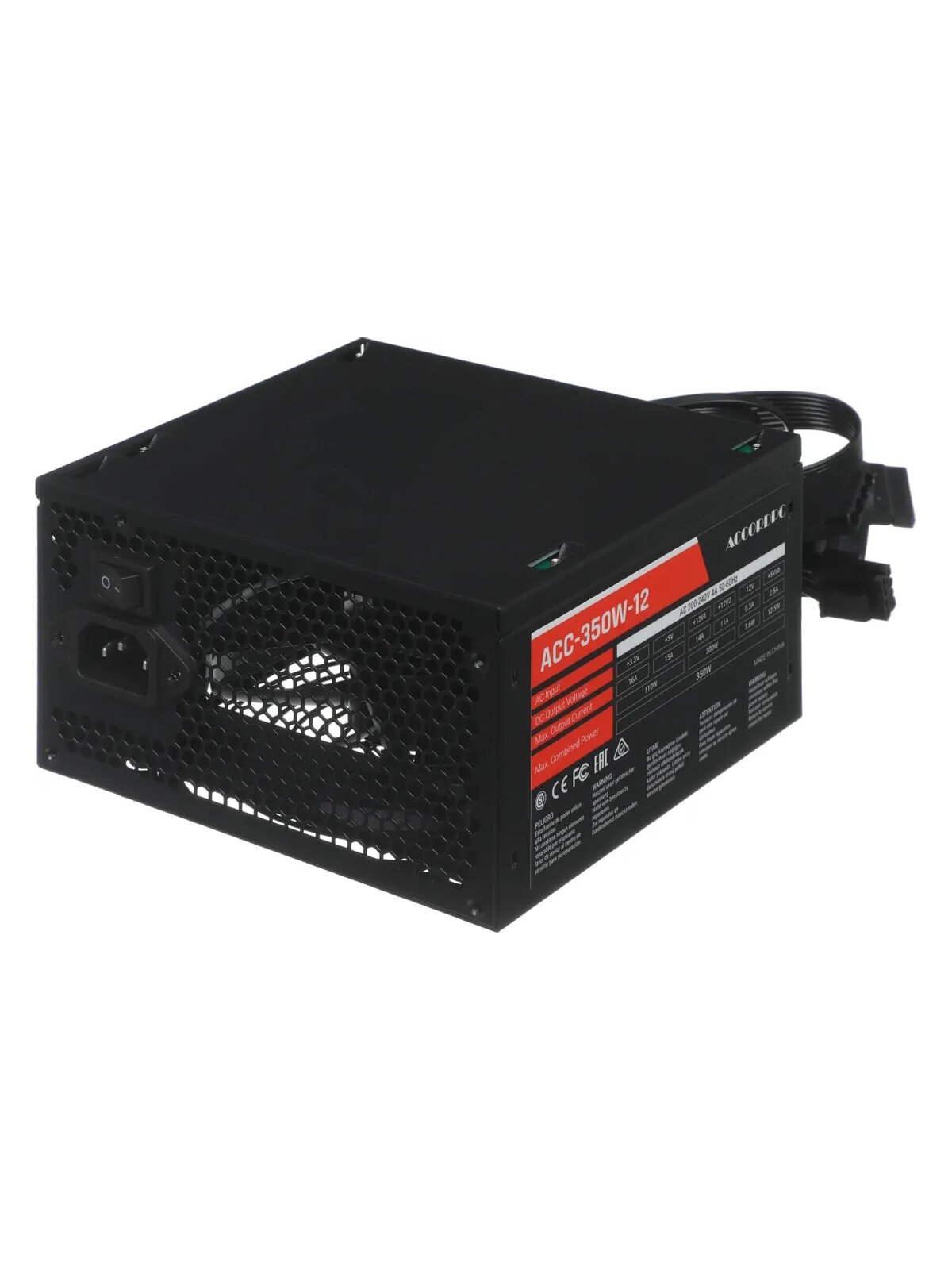 Блок питания ACCORD ACC-350-12, 350 Вт, ATX, 1 вентилятор, черный