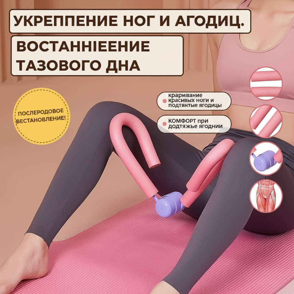 Мини-тренажёр, для ног, бедер и ягодиц, розовый, пружинная сталь