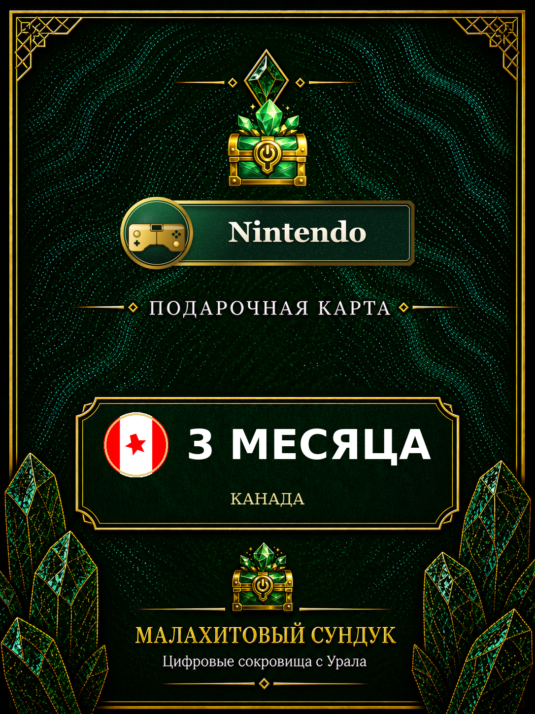 Подарочная карта Nintendo Switch Online на 3 месяца подписки, Канада, Оригинальный код