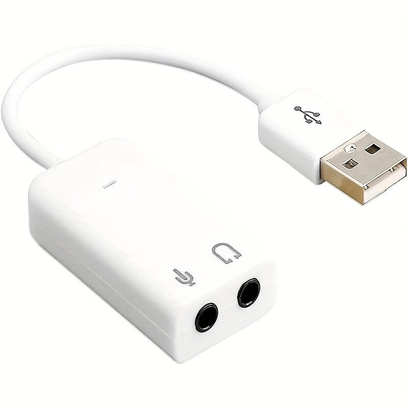Внешний USB аудиоадаптер 3D White 2.0 Virtual 7.1 канал, звуковая карта для ноутбука и Mac, с кабелем, белый