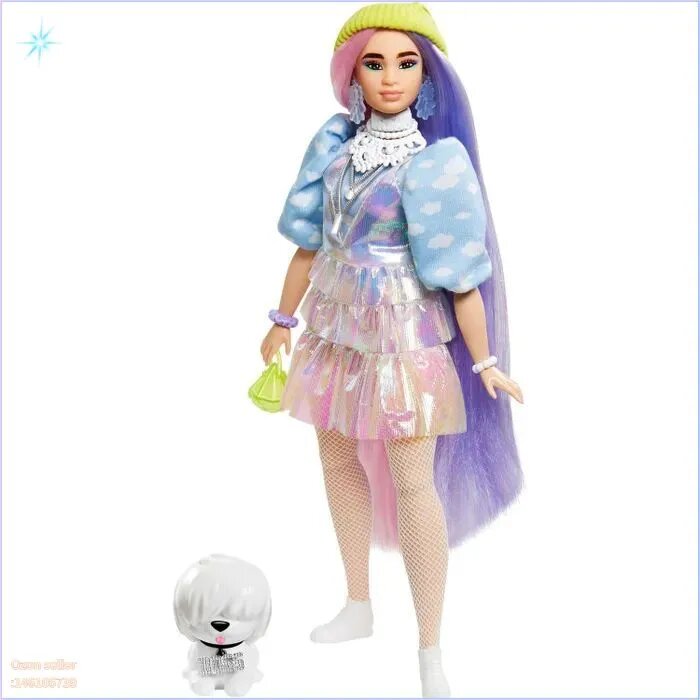 Кукла Barbie Extra, высота 30 см, с аксессуарами, шарнирная, коллекционная, с питомцем