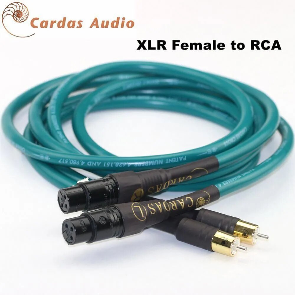 Cardas Audio Аудиокабель XLR Female to RCA, 3 м, зеленый, с позолоченными разъемами