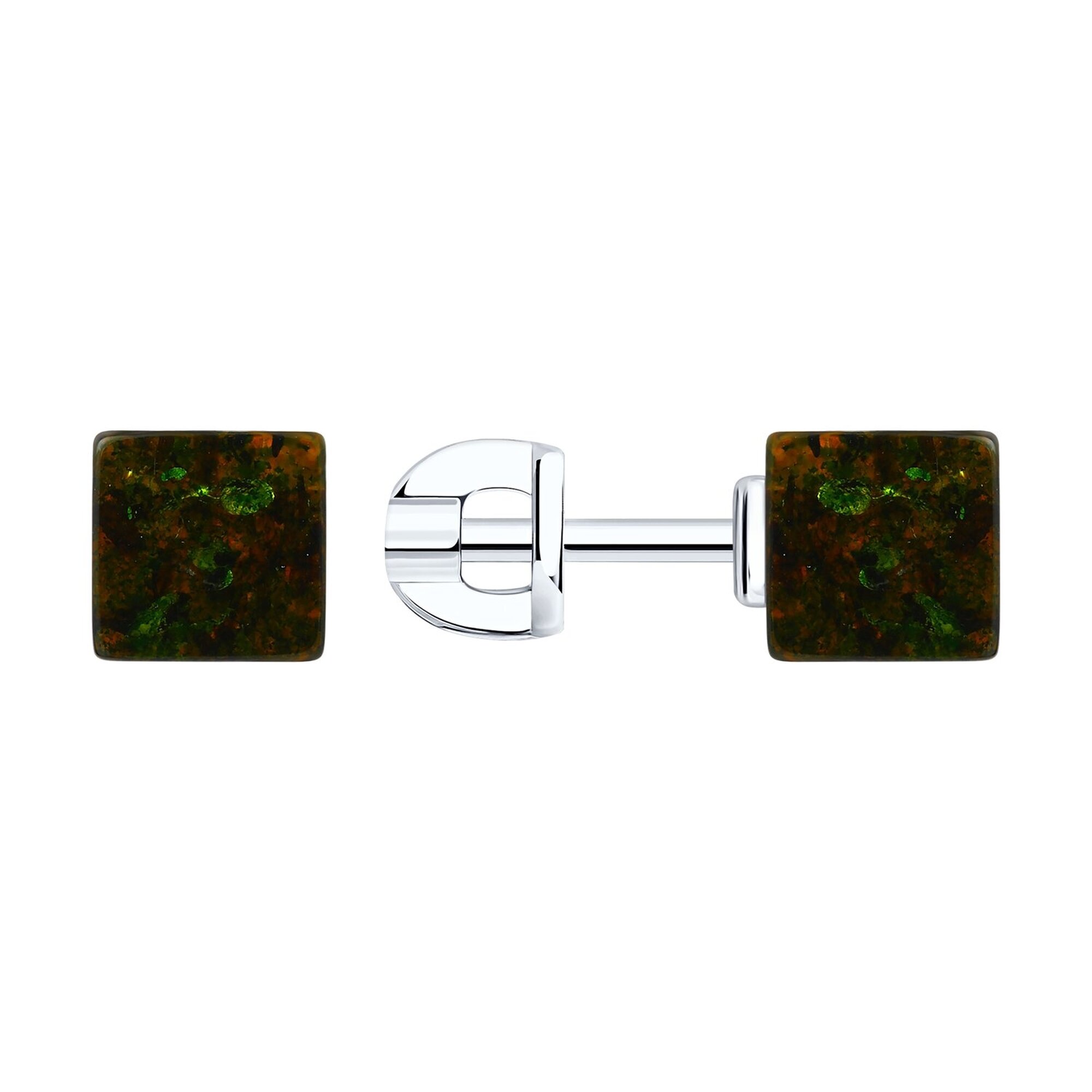 Серьги, серебро, 925 проба, родирование, янтарь