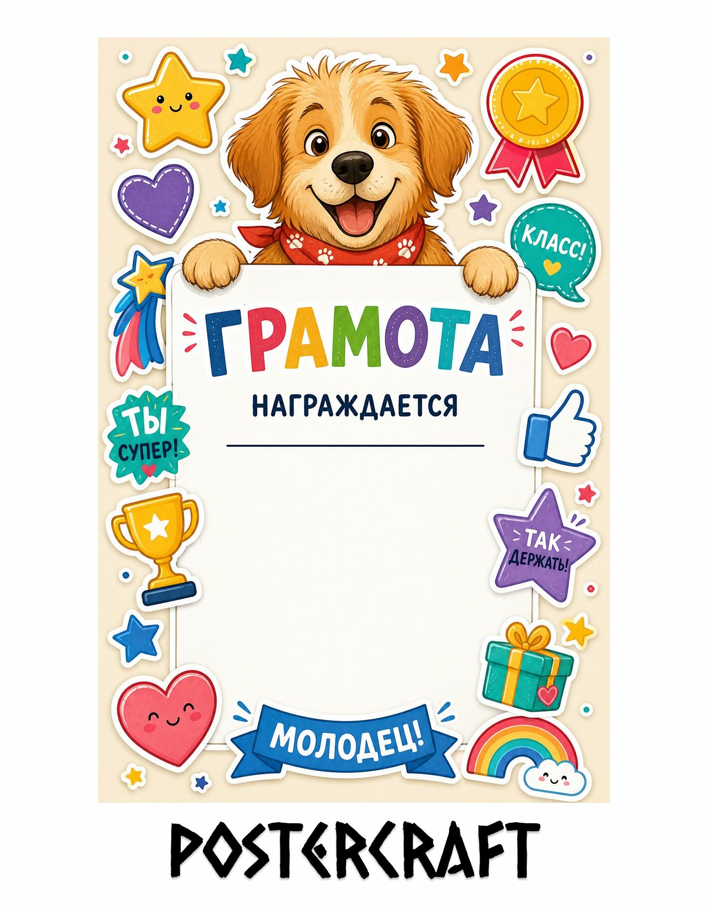 Стильная Подарочная "Грамота", А4, 21 29,7 см, (плотная типографская бумага)