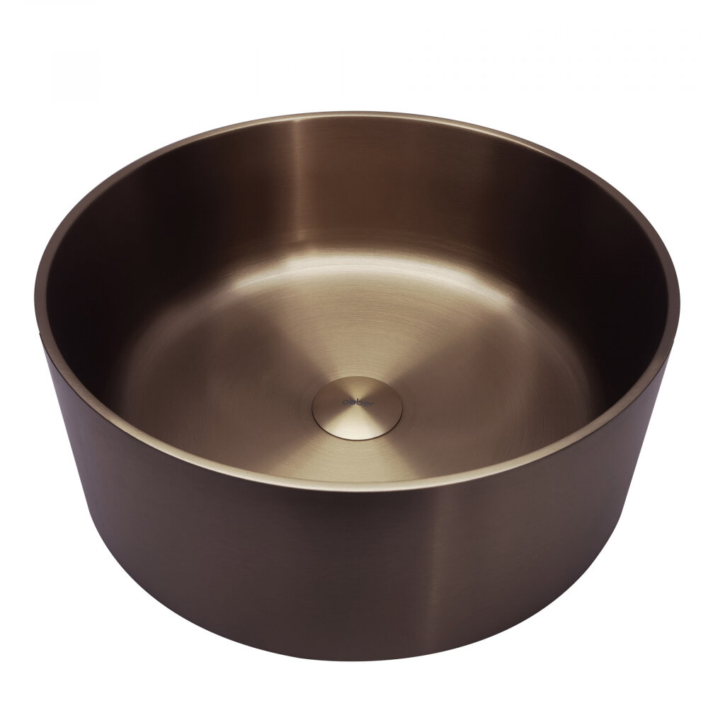 Раковина накладная из нержавеющей стали Abber Wasser Kreis 40x40x15 AF2407MRG розовое золото матовое, с донным клапаном