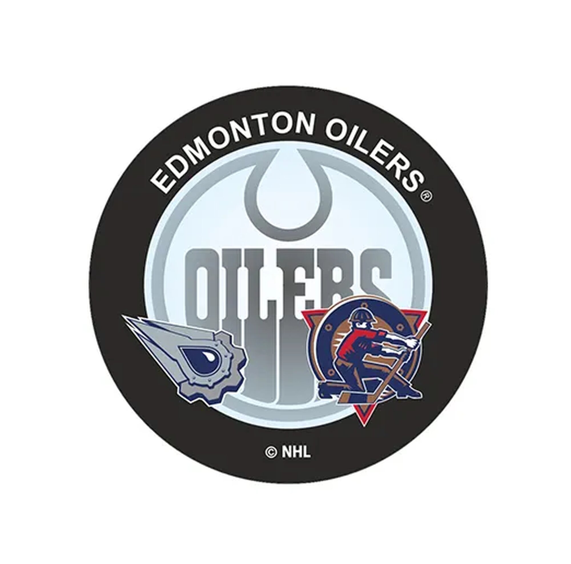 Шайба Rubena три логотипа Edmonton Oilers, резина, цвет черный