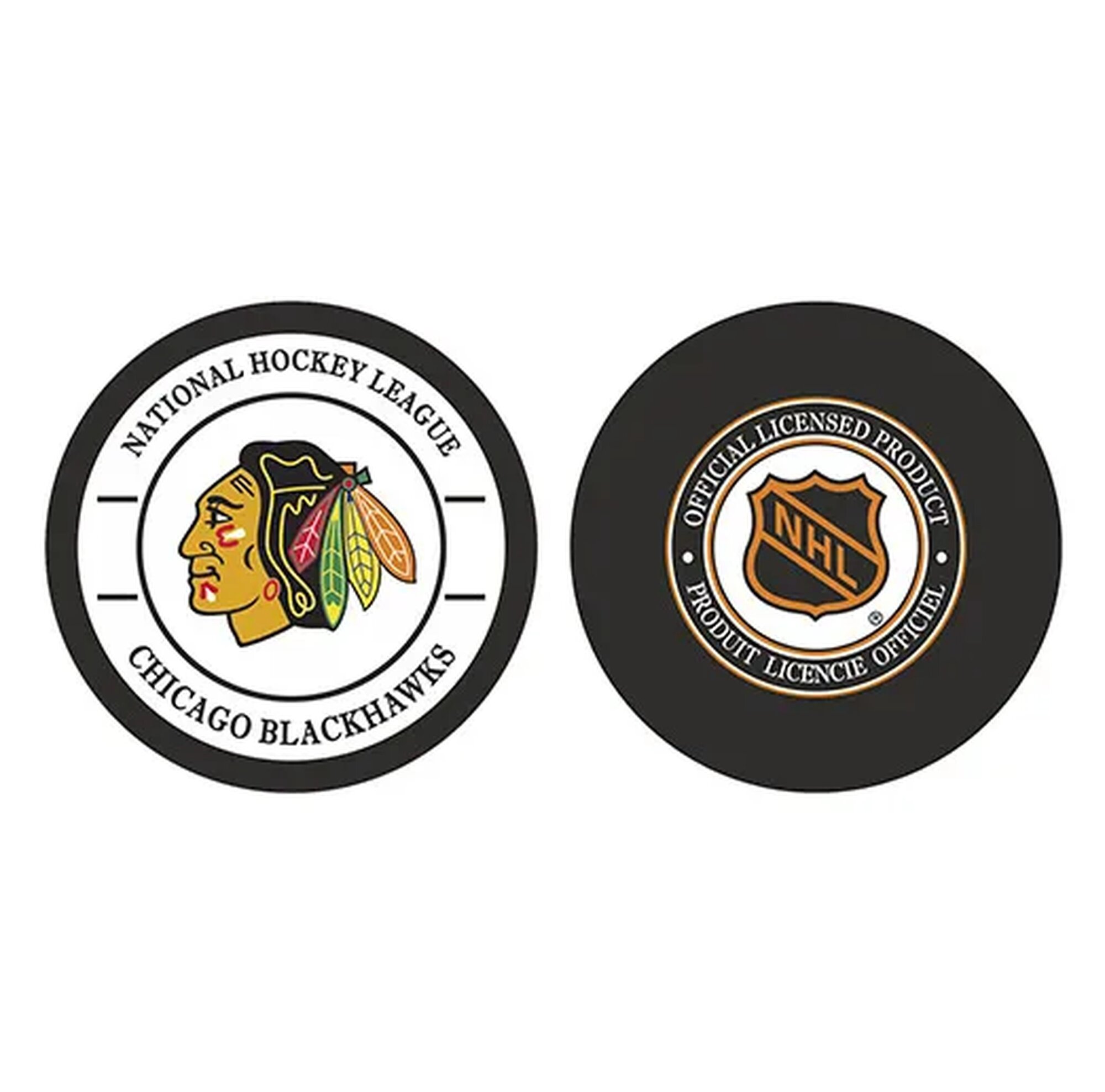 Шайба Rubena НХЛ белый фон Chicago Blackhawks 2-ст, цвет черный