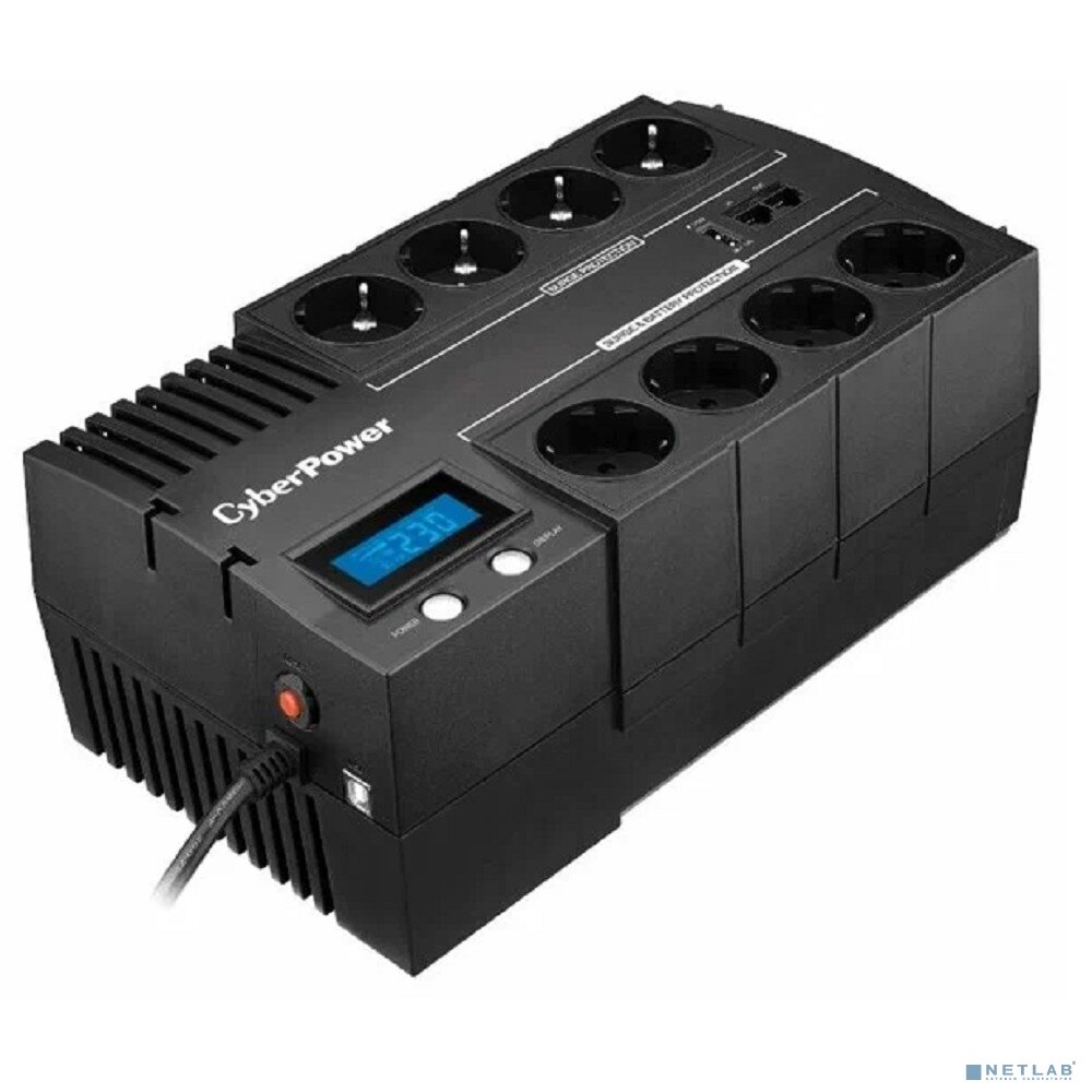 ИБП CyberPower BR1200ELCD {Line-Interactive, 1200VA/720W USB/RJ11/45/USB charger A/С (4+4 EURO), 12В/5.8 Ач х 2}