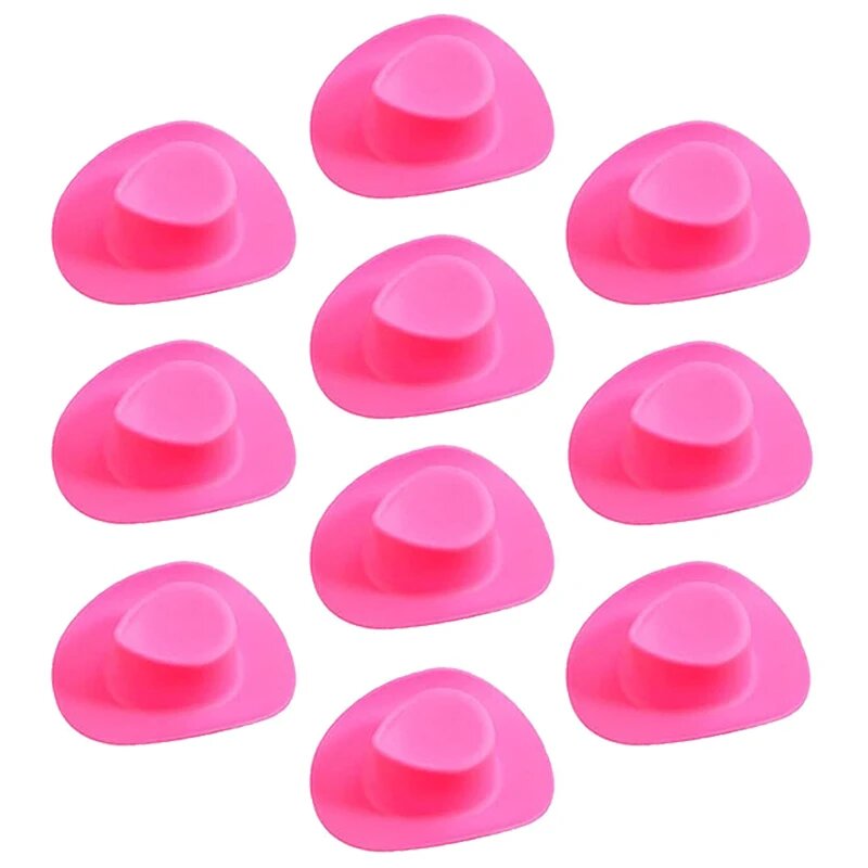 Пластиковые розово-белые мини ковбойские шляпы для декора Pink x 10Pcs