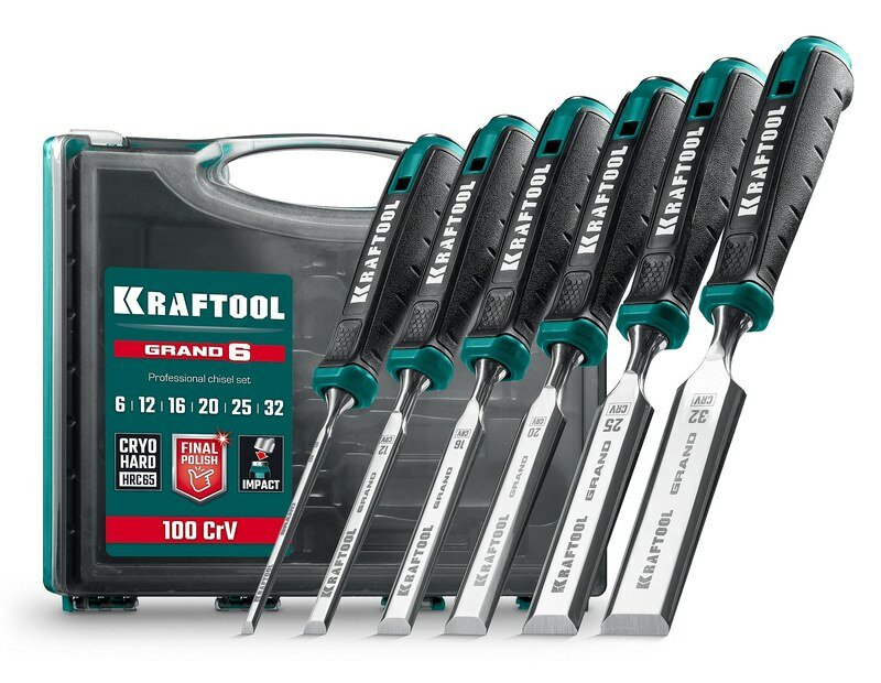 Набор стамесок-долот Kraftool 1818-H6 GRAND-6 с двухкомпонентной рукояткой, 6 шт