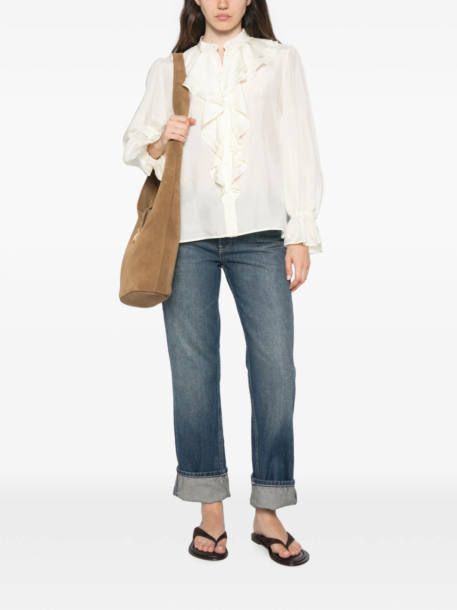 Рубашка Marella Buttoned ruffled shirt, размер 42 — фото 1