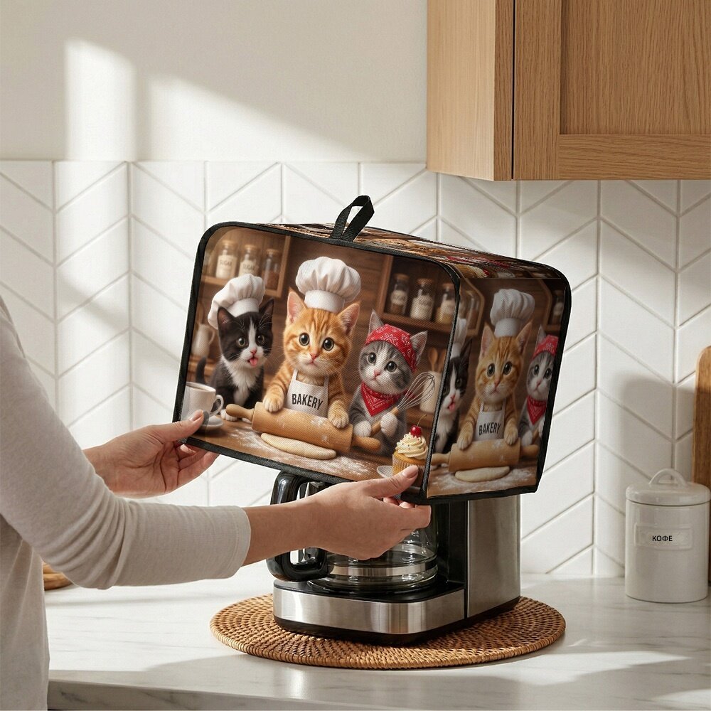Чехол для тостера с кошачьим дизайном, маленький (29x20x19 см), подходит для 2-4 тостеров и хлебопечек, защита от шерсти домашних животных, кухонное украшение
