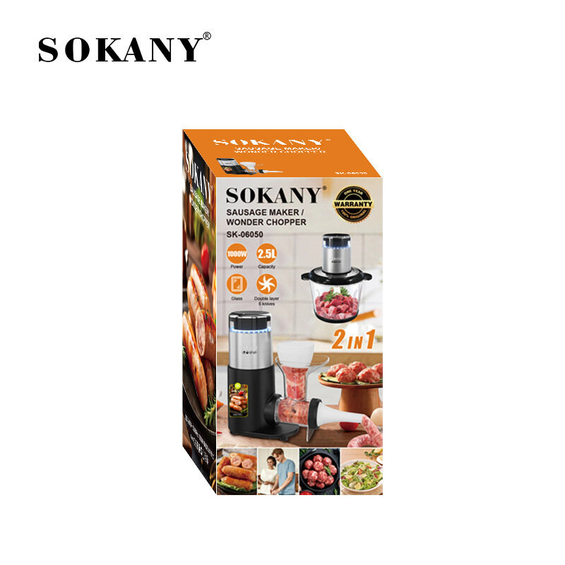 Трансграничная мясорубка sokany бытовая машина для приготовления пищи "два в одном" объемом 2,5 л, клизма, мясорубка, овощерезка, прикорм