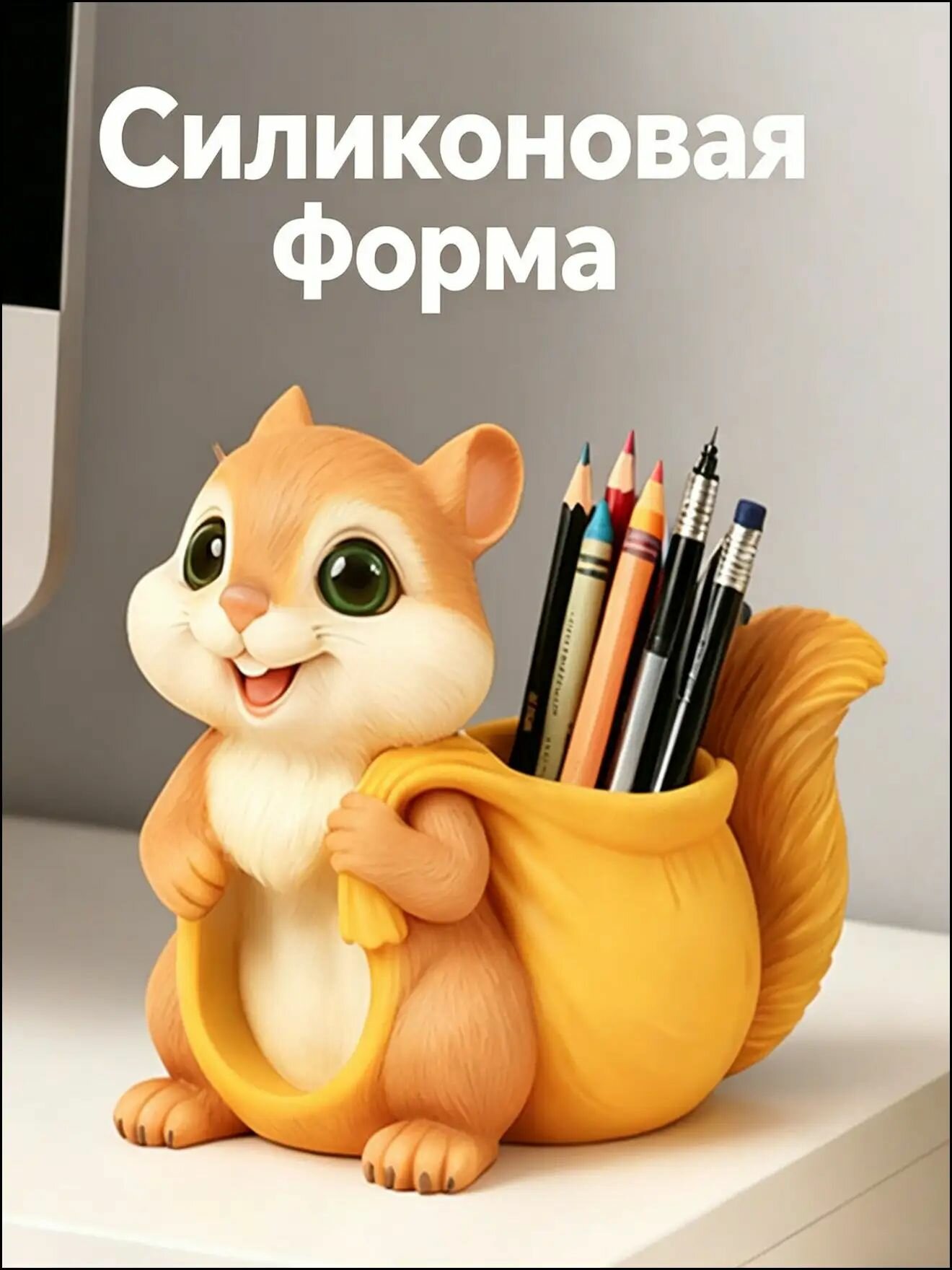 Силиконовая форма «белка» для кашпо и подсвечника, молд для эпоксидной смолы и гипса, 12х12х10 см