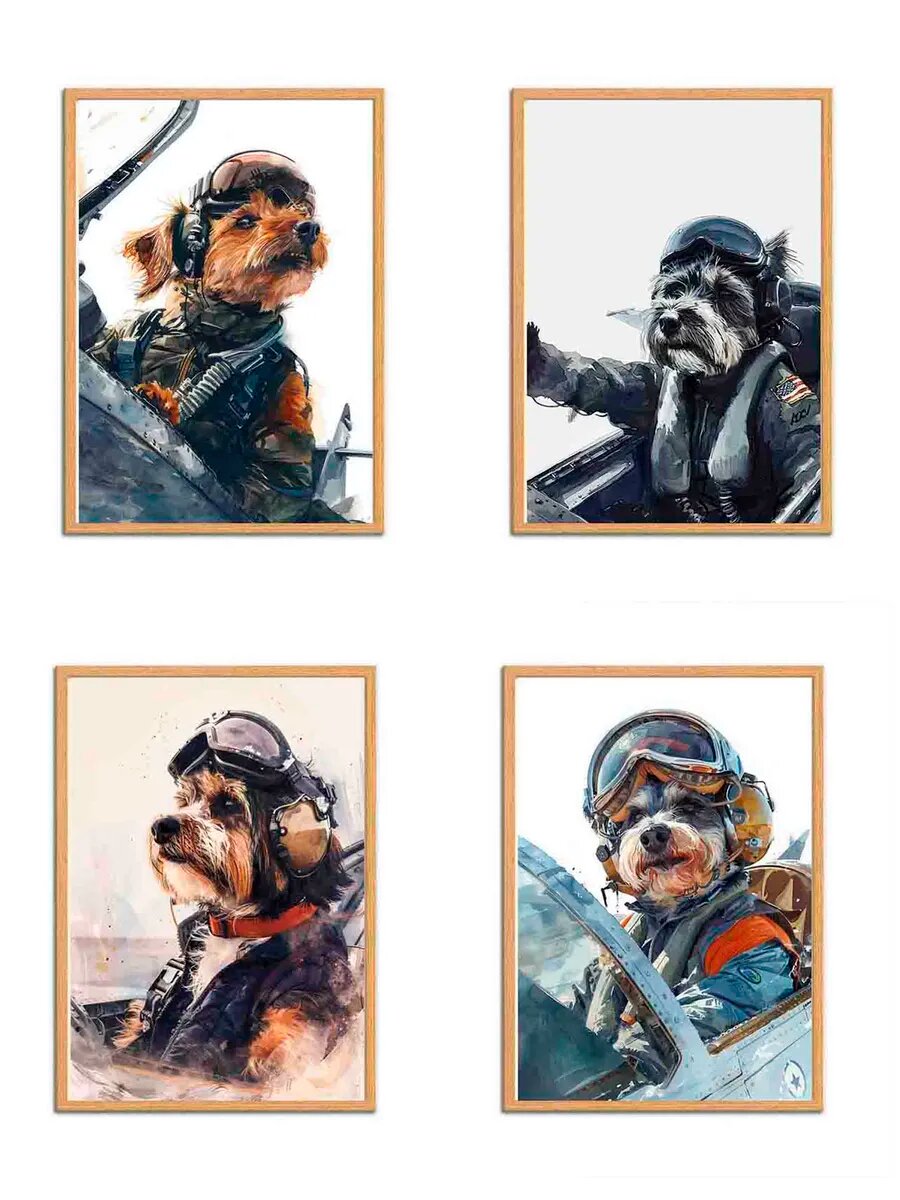 Тибетский терьер Пилот, 4 Плаката, 30x21см
