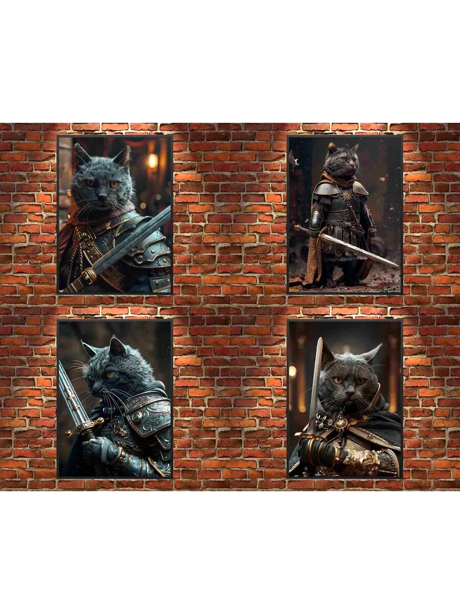 Кот-гладиатор из Шартре, 4 Плаката, 30x21см