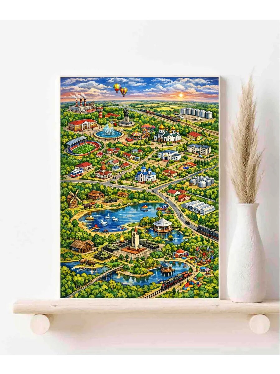 Буда-Кошелёво, Беларусь, Fantasy Map, Карта, Плакат 30x42см